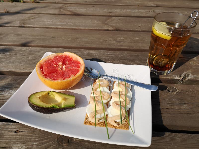 Breakfast on the pier stock image. Image of snack, breakfast - 229440269