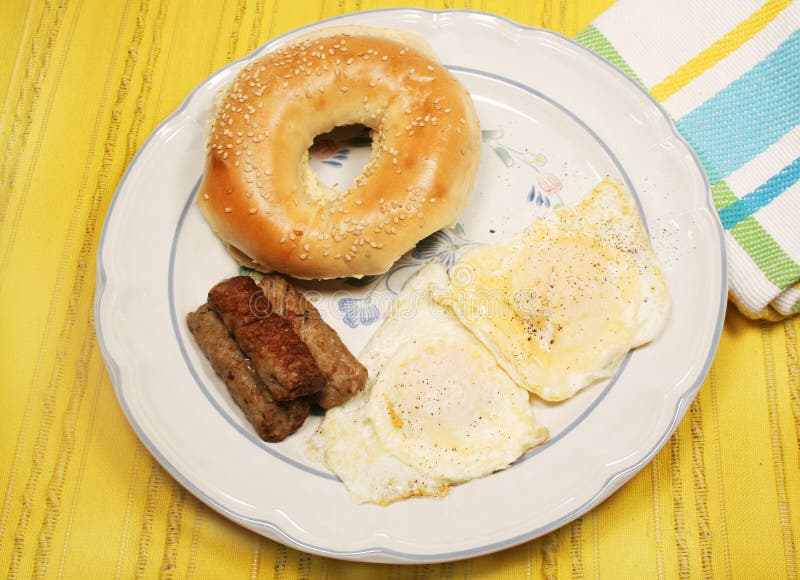 Breakfast Plate stock photo. Image of bagel, breakfast - 4077444