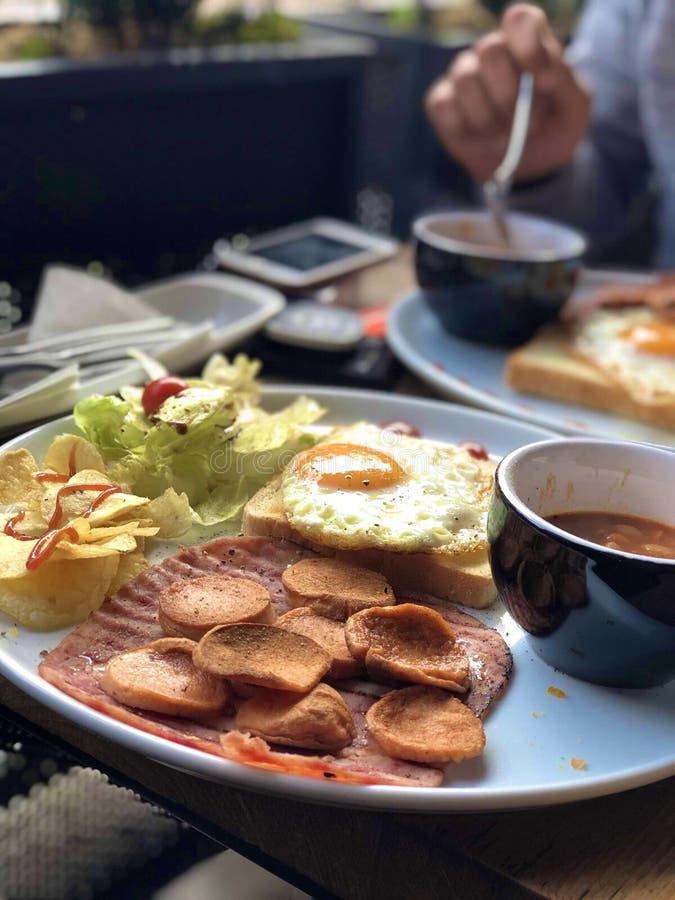 Breakfast plate stock photo. Image of plate, eggs, sausages - 191054732