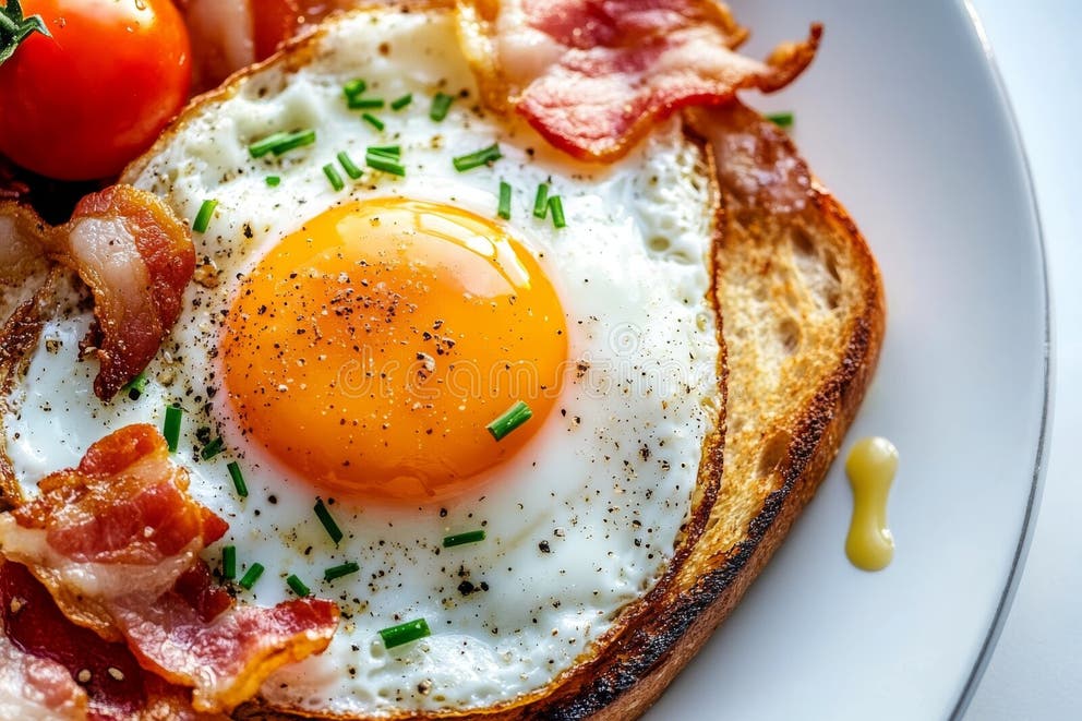 Breakfast Plate of Eggs, Bacon, Tomatoes, and Butter. Protein-rich ...