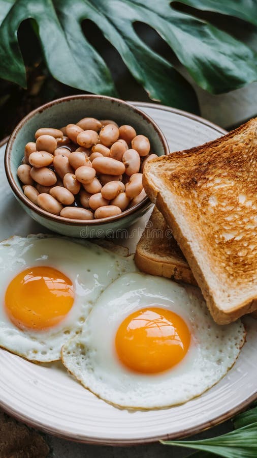 A Breakfast Plate Features Two Sunny-side-up Eggs Alongside Golden ...
