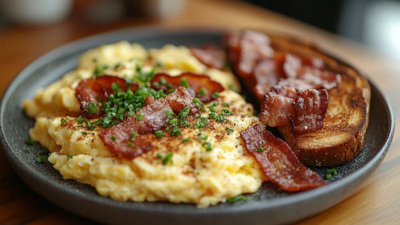 Crispy Cooked Bacon Slices Dark Plate Generative Ai Stock Photos - Free ...