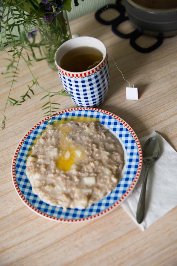 Breakfast from Plate of Oatmeal Stock Image - Image of morning ...