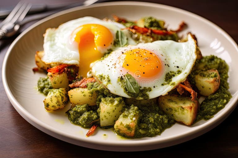 Breakfast Plate with Root Vegetable Hash and Fried Eggs Stock Image ...