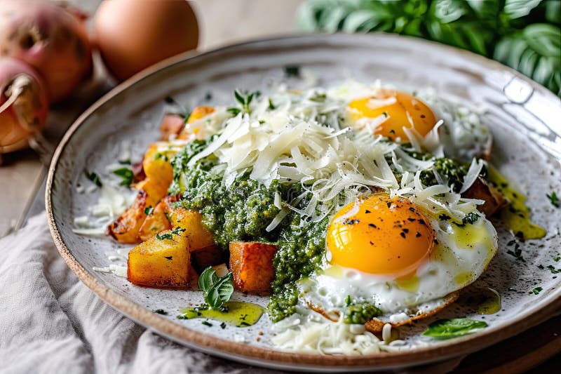 Breakfast Plate with Root Vegetable Hash and Fried Eggs Stock Image ...