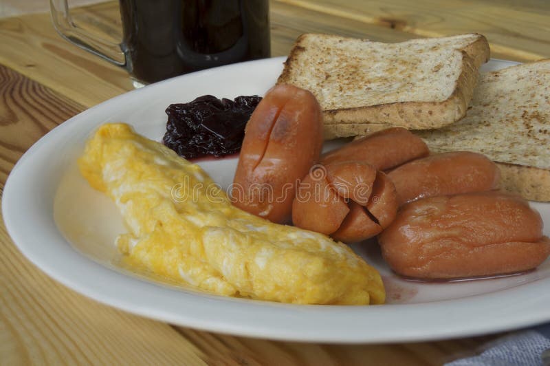 Breakfast on plate stock photo. Image of bread, breakfast - 66730560