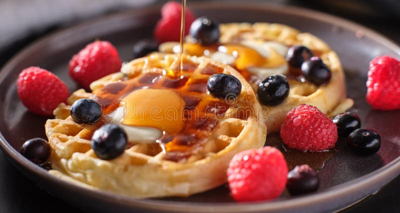 Breakfast Plate with Waffles and Berries Stock Image - Image of waffles ...