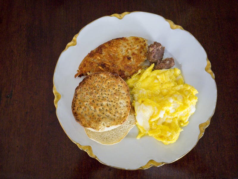 Breakfast Platter on Fine China Resting on Table Stock Photo - Image of ...