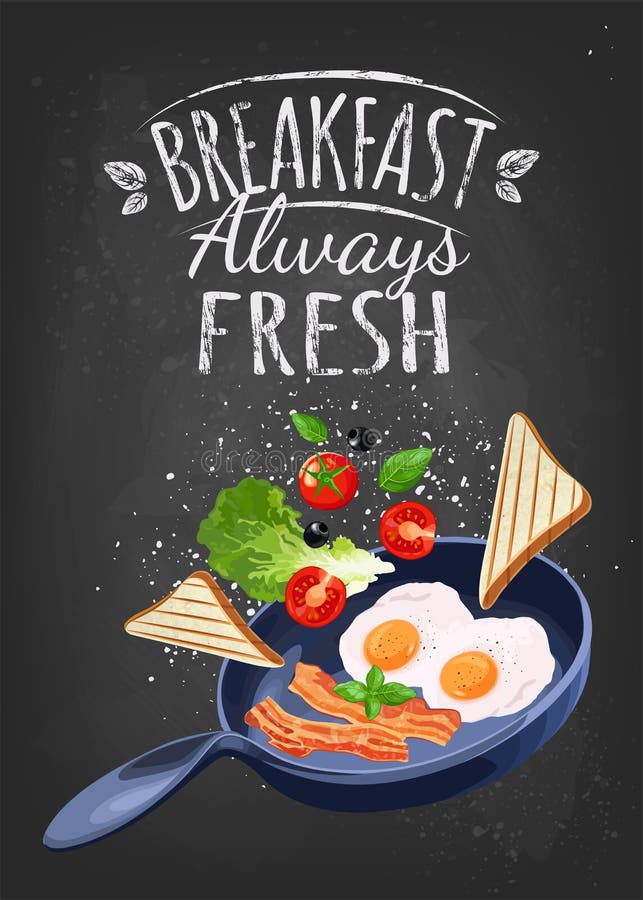 Breakfast poster stock vector. Illustration of barbecue - 120496146