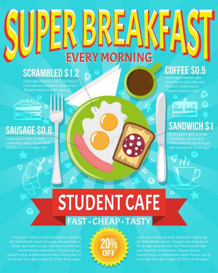 Free Breakfast Posters Best Breakfast Vintage Restaurant Sign. Retro