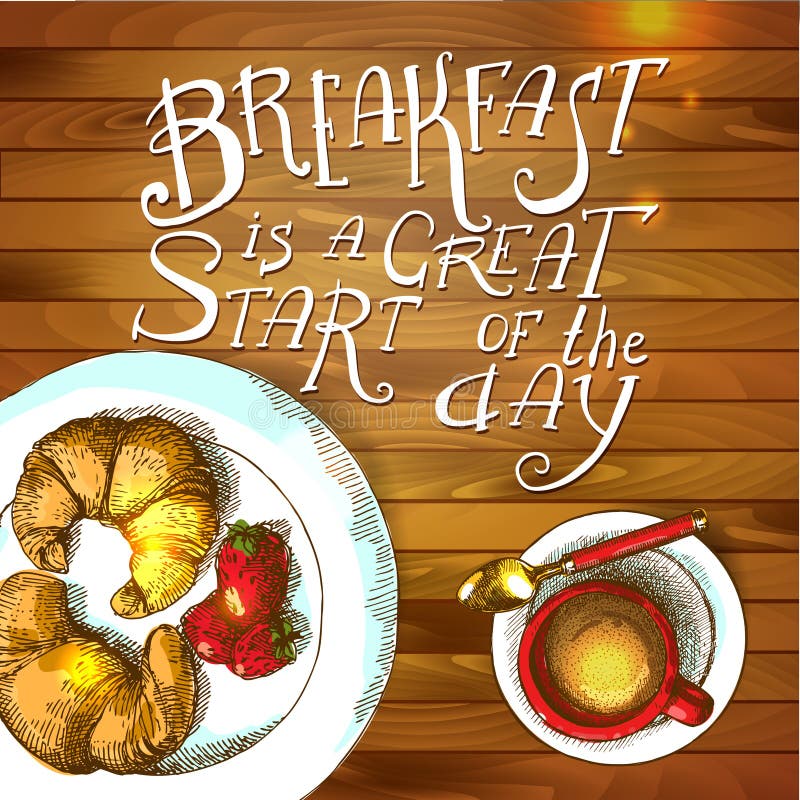 Breakfast Poster. Vector Illustration. Stock Vector - Illustration of ...
