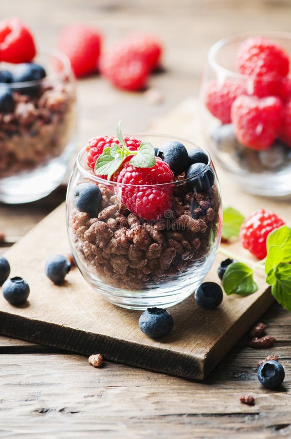 Breakfast with Puffed Rice and Berry Stock Photo - Image of cereal ...