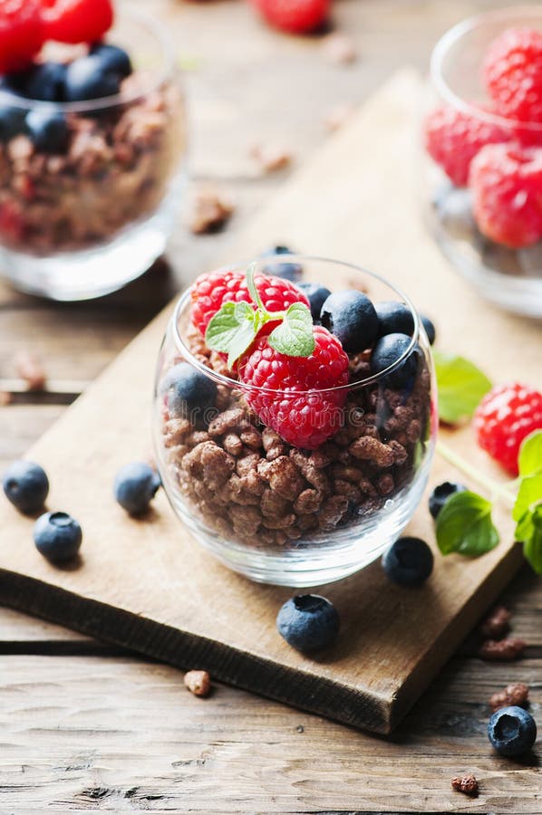 Breakfast with Puffed Rice and Berry Stock Image - Image of puffed ...