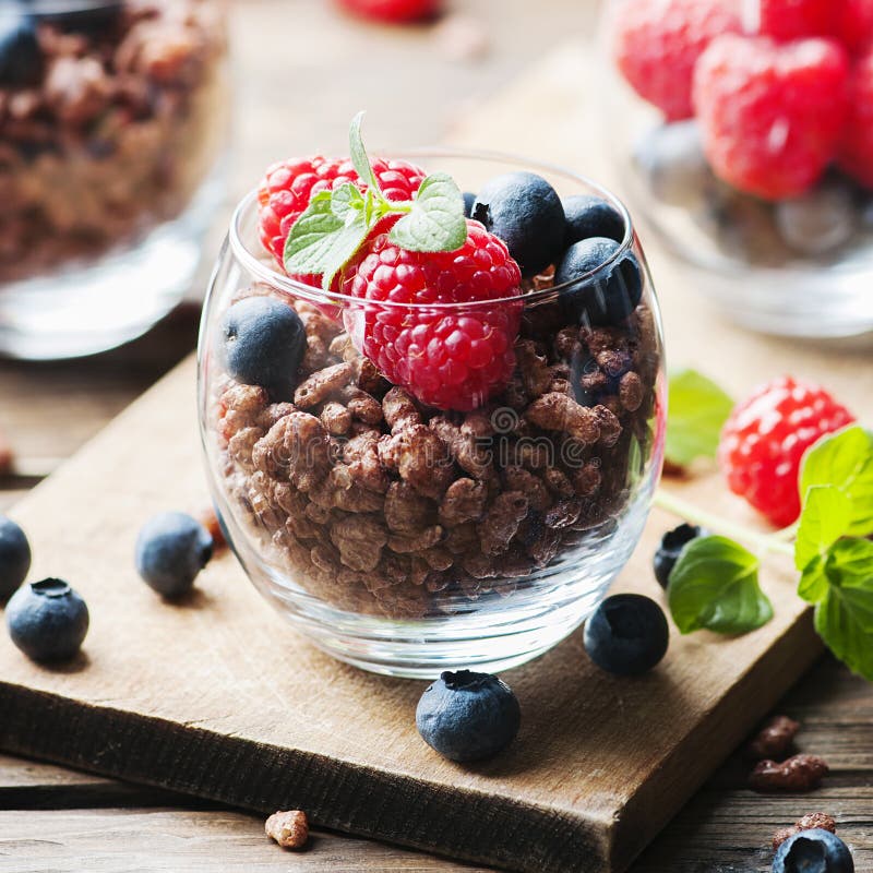 Breakfast with Puffed Rice and Berry Stock Image - Image of breakfast ...