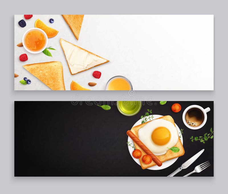 Breakfast Realistic Banners Stock Vector - Illustration of cinnamon ...