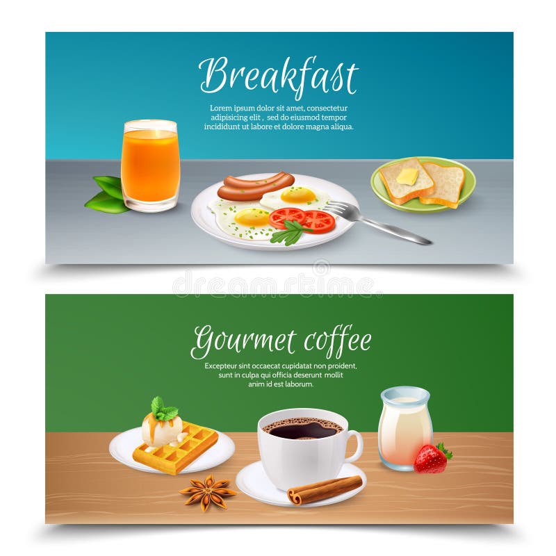 Breakfast Realistic Banners Set Stock Vector - Illustration of food ...