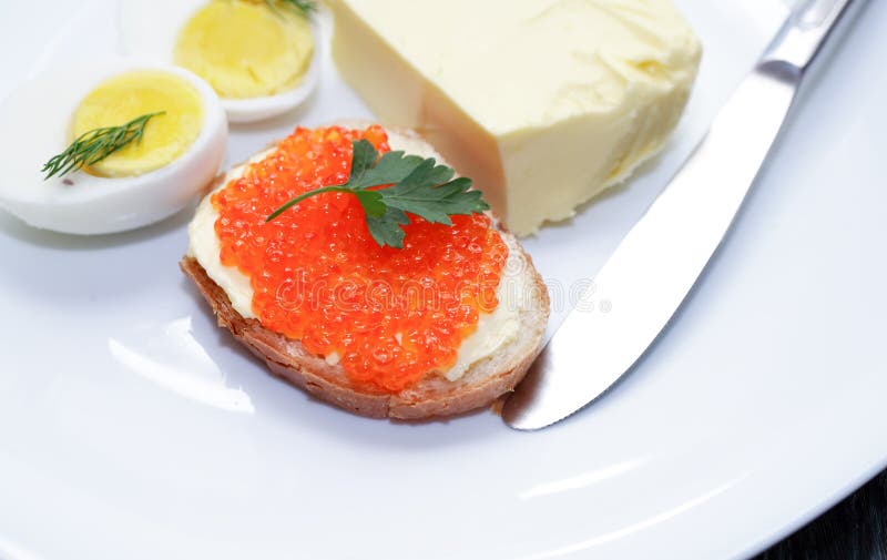 Breakfast with Red Caviar stock photo. Image of appetizer - 37961562