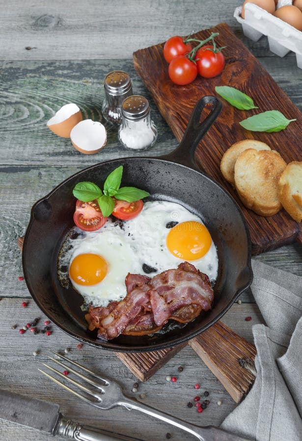Breakfast in a Rustic Style Stock Photo - Image of pepper, metal: 65729614