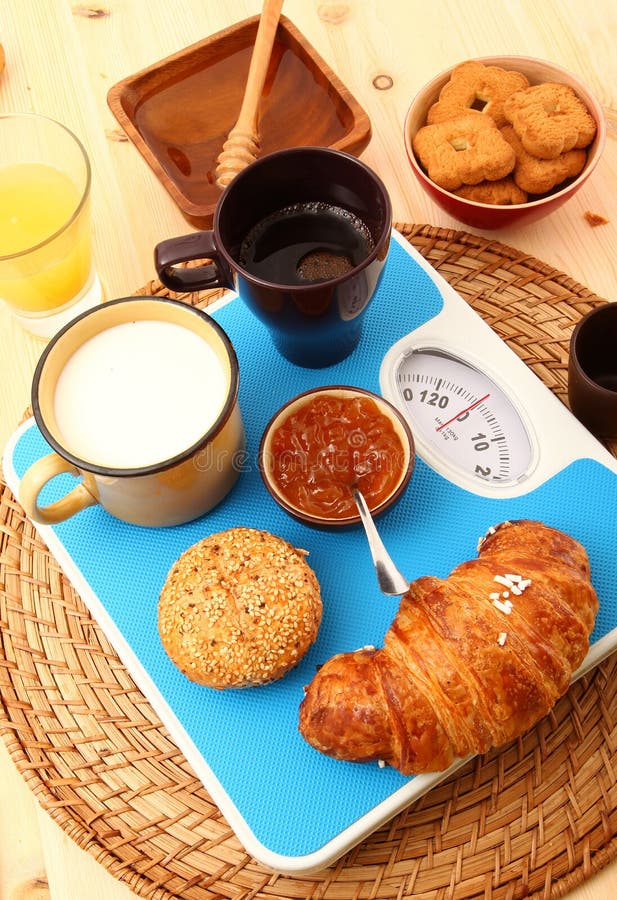 Breakfast on Rustic Wooden Table Stock Photo - Image of cookies ...