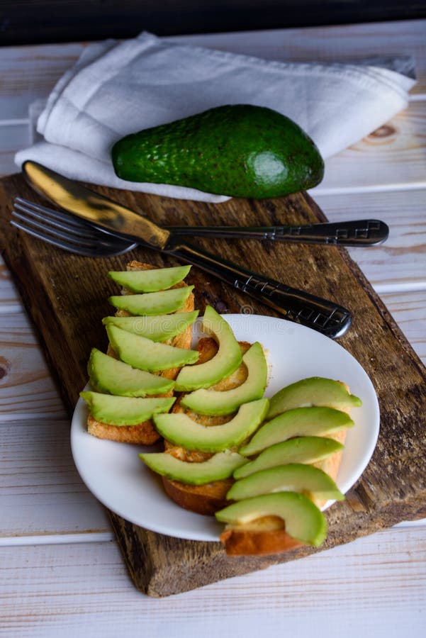 Breakfast with Sandwich from Avocado and Fragrant Tea Stock Image ...
