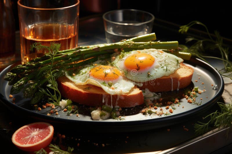 A Breakfast Sandwich with Egged Egg and Asp Stock Illustration ...