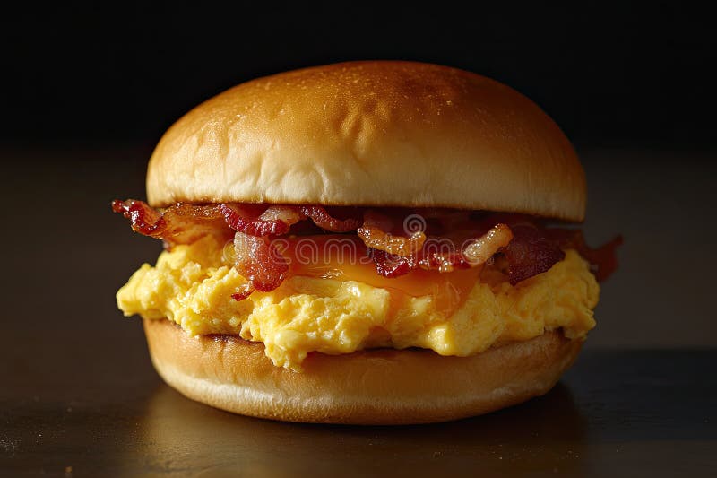 A Delicious Breakfast Sandwich with Scrambled Eggs, Bacon, and Cheese ...