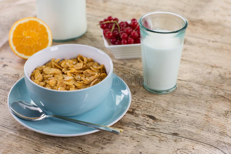 Breakfast Scenery with a Portion of Granola and Milk Stock Image ...