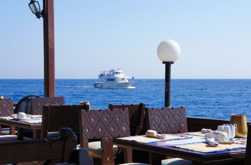 Breakfast by the sea stock image. Image of restaurant - 94850443