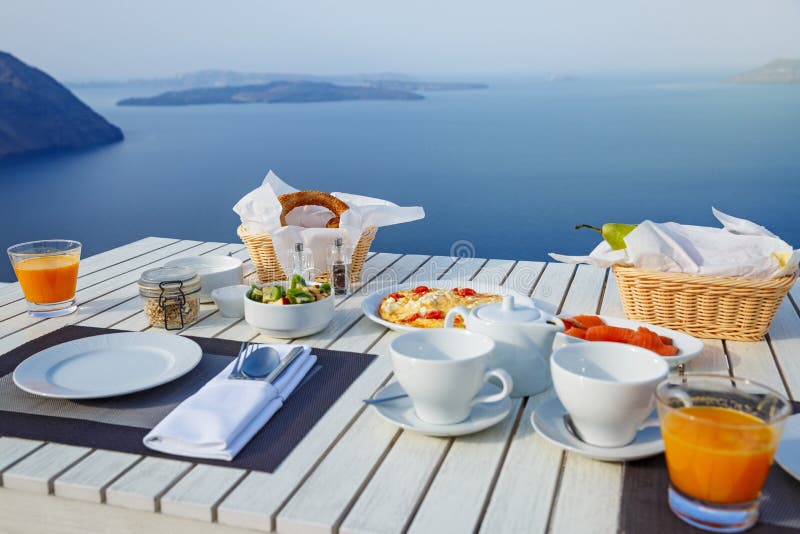 Breakfast by the sea stock photo. Image of drink, fresh - 124120992