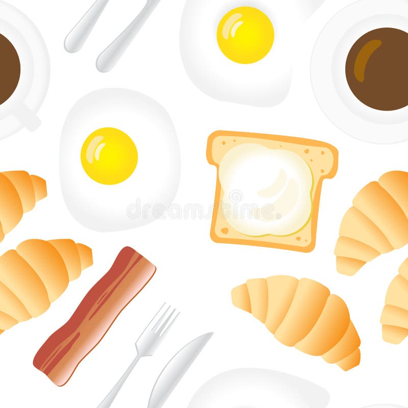 Breakfast Seamless Pattern in Flat Cartoon Style Stock Vector ...