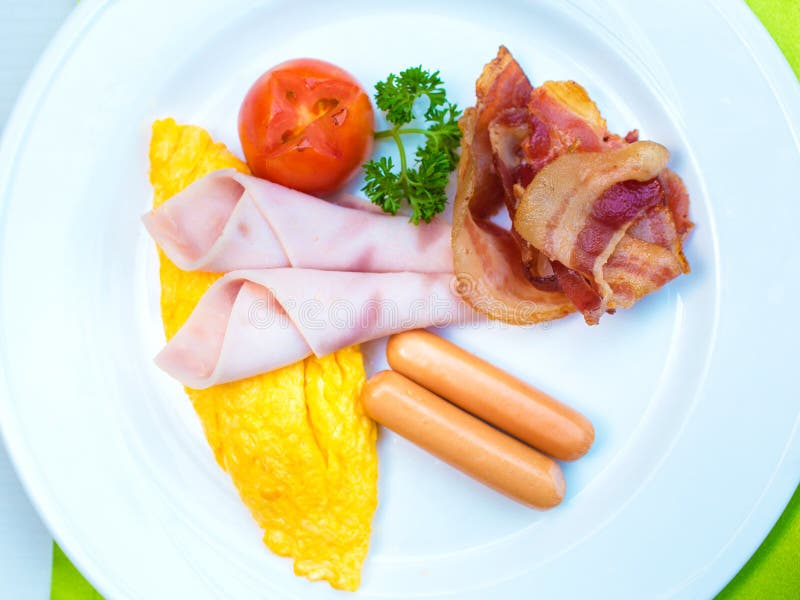 Breakfast Set on Tablecloth in the Morning Stock Photo - Image of ...