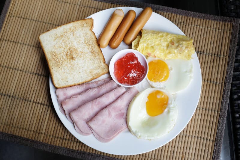 Breakfast set in the dish stock photo. Image of meal - 59786206