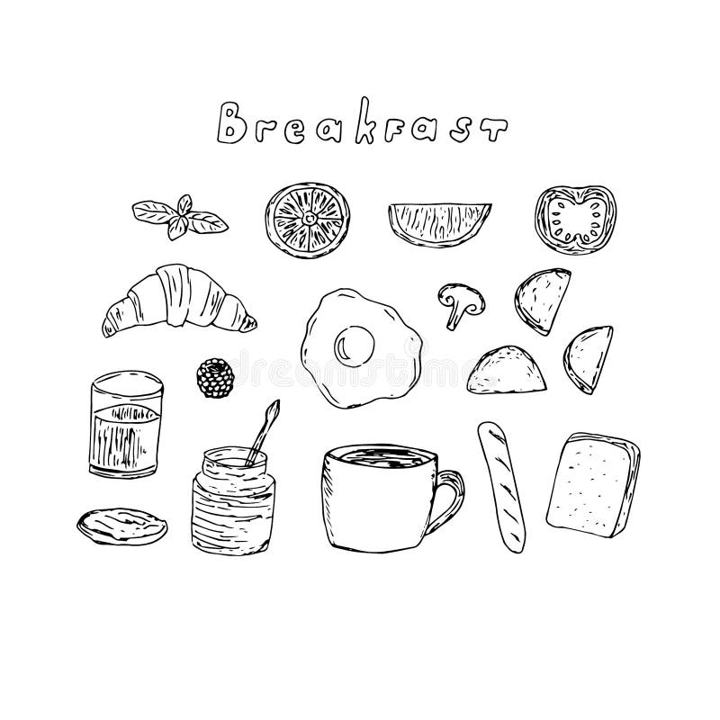 Breakfast Set, Vector Illustration Stock Illustration - Illustration of ...