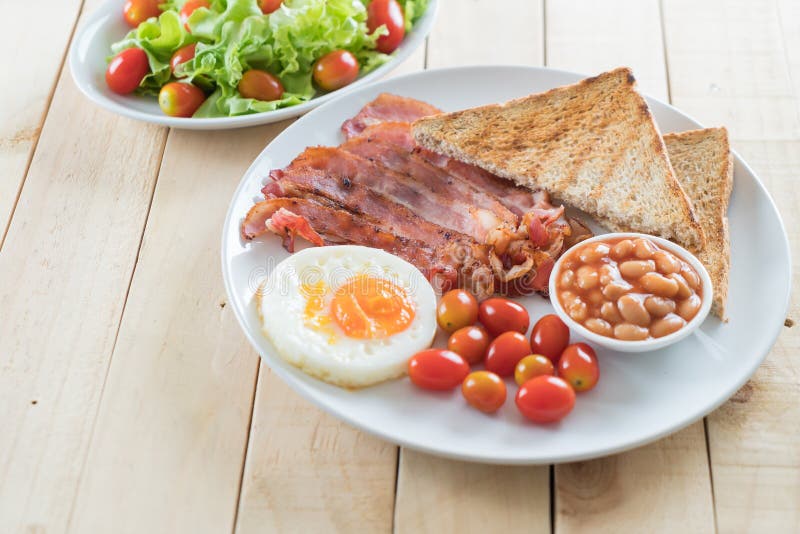 Breakfast set on wood stock image. Image of table, toast - 84489537