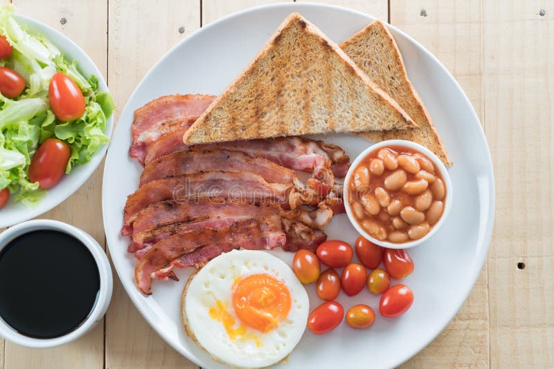 Breakfast set on wood stock photo. Image of slice, baked - 84506882