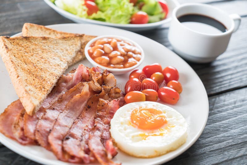 Breakfast set on wood stock photo. Image of coffee, wood - 85614640