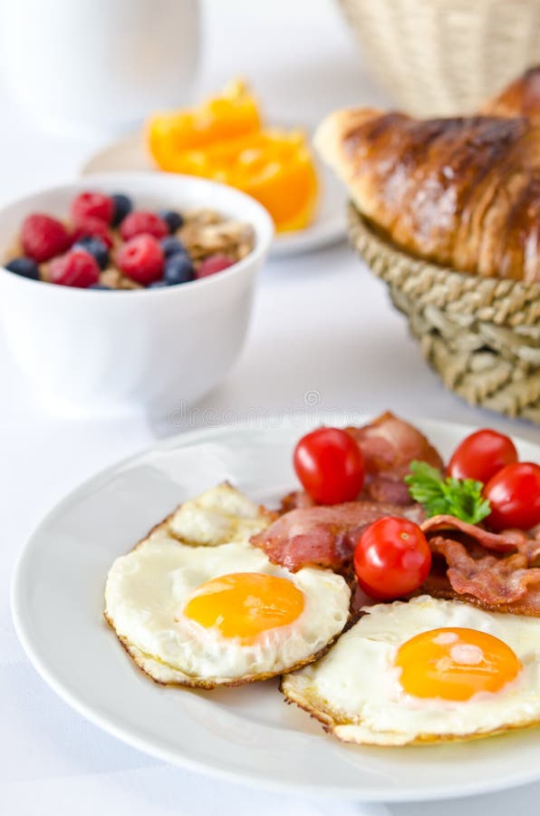 Breakfast Setting with Fried Eggs. Stock Image - Image of breakfast ...