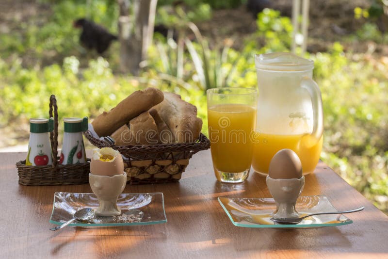 Breakfast setup in a farm stock image. Image of garden - 84608553