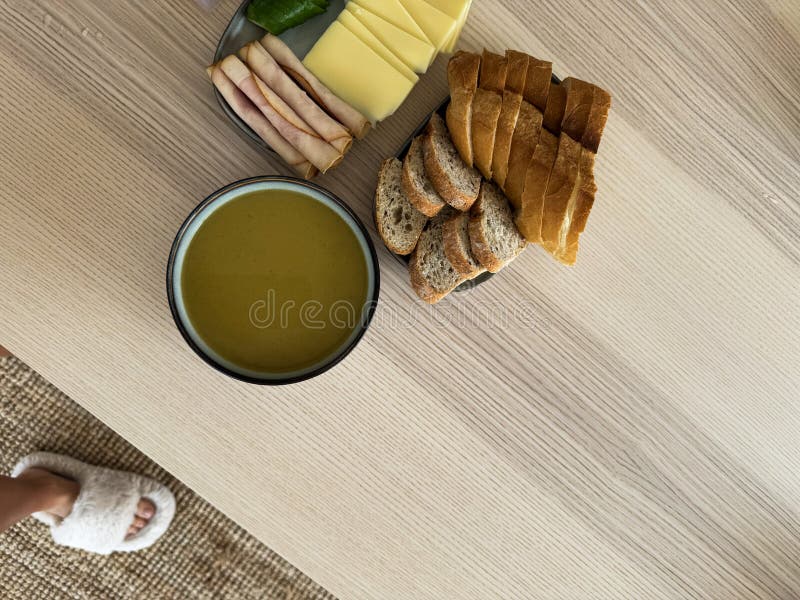 Breakfast Setup with Fresh Ingredients and Cozy Atmosphere in a Modern ...