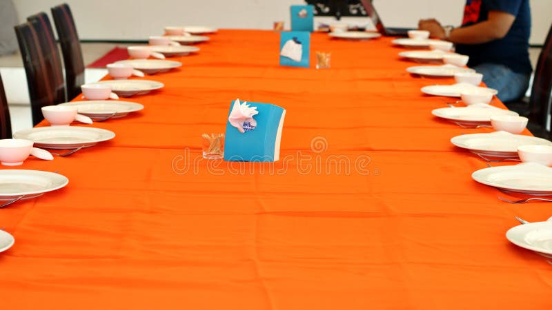 A Plate, Spoon, Table on the Dining Table Stock Photo - Image of burlap ...