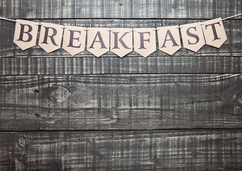 Breakfast Sign with Paper Letter on Wooden Table Stock Illustration ...