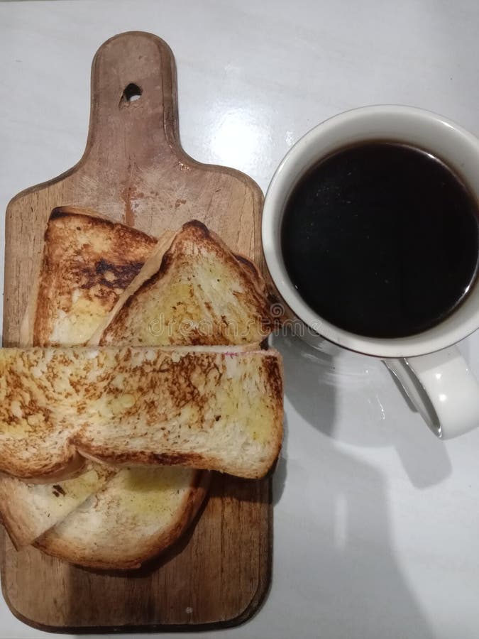 Breakfast with Simple Milk Cheese Toast and Coffe ? Stock Image - Image ...