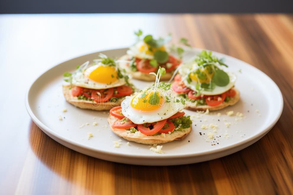Breakfast Sopes with Egg and Tomato on Top Stock Photo - Image of ...