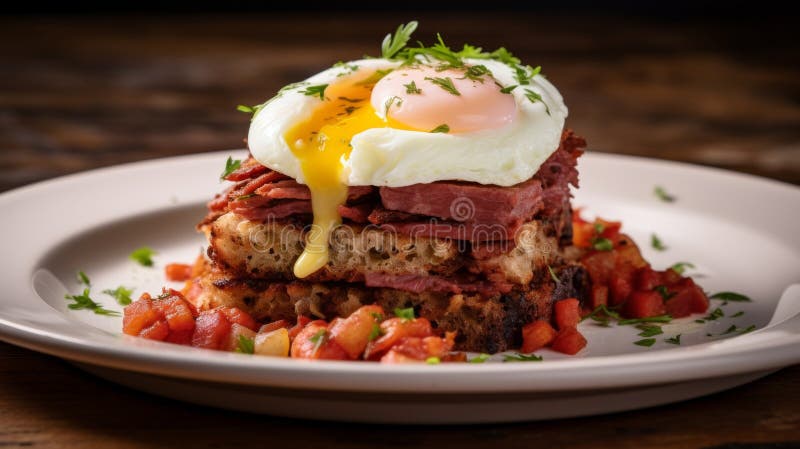 Breakfast Stack Savory Corned Beef Hash Stock Illustration ...