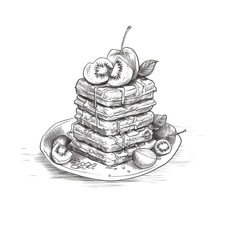 Breakfast Stack of Waffles Ai Generated Stock Image - Image of ...