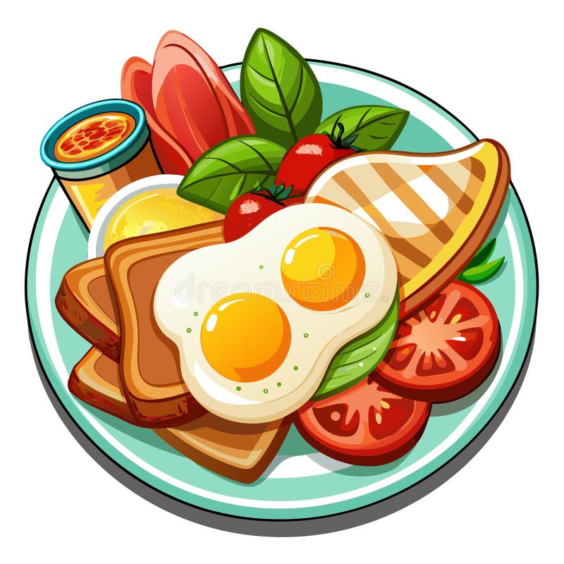 Breakfast Staple Food Dish Featuring Fried Egg, Bacon, and Toast Stock ...