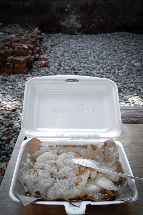 Breakfast with Stir-fried Chicken Porridge Behind the Shop Stock Photo ...