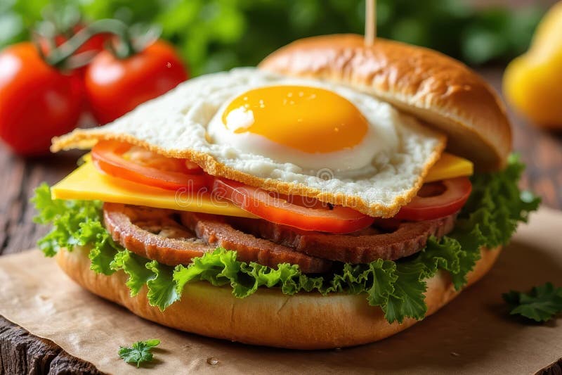 Breakfast Sunrise Sandwich stock illustration. Illustration of textures ...