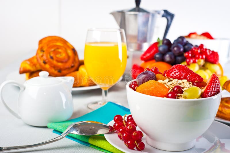 Breakfast table stock photo. Image of goblet, lunch, utensil - 19315356