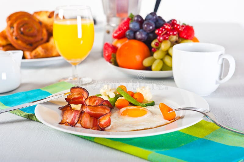Breakfast table stock photo. Image of marrow, knife, fruit - 18933088
